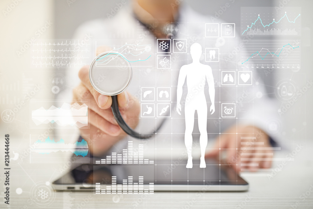 Doctor using modern computer with Medical record diagram on virtual ...