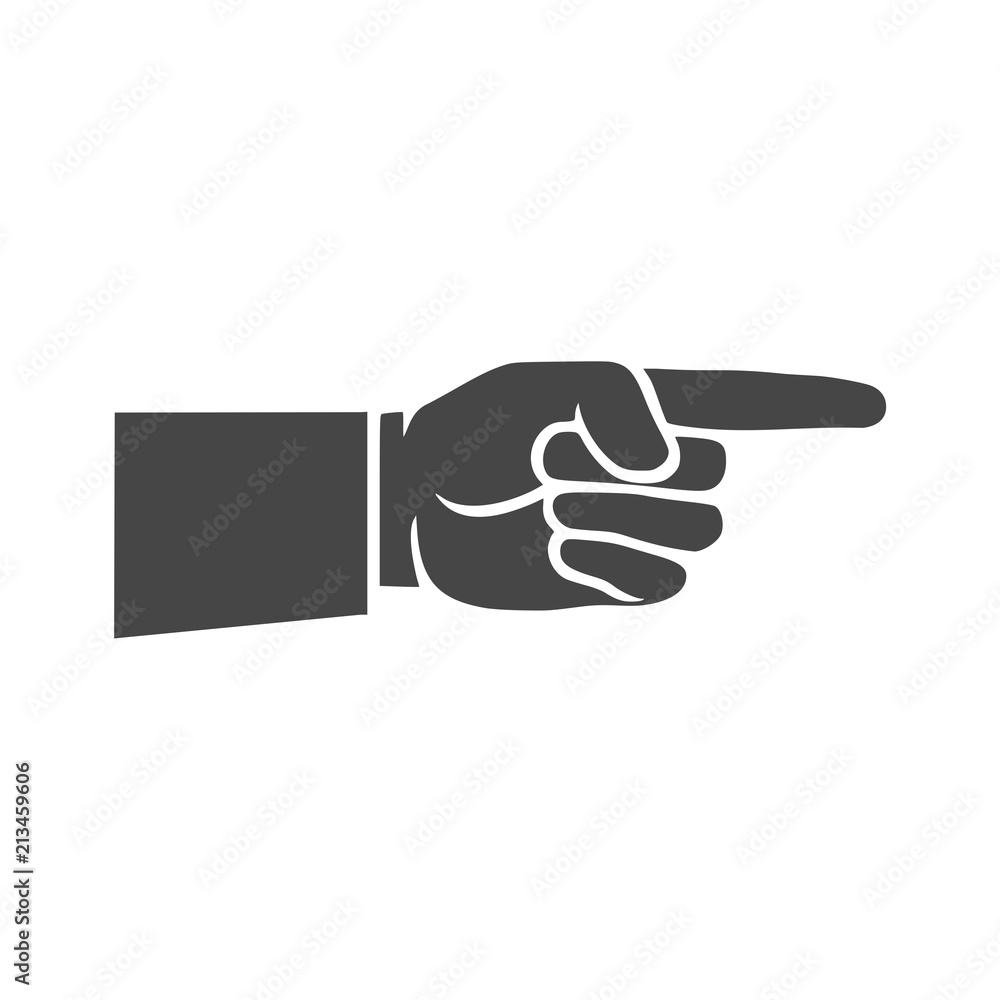 Pointing finger. Vector black icon Stock Vector | Adobe Stock