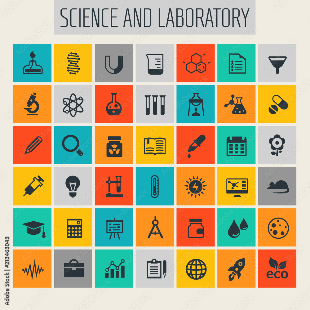 Science and Laboratory icon set Stock Vector | Adobe Stock