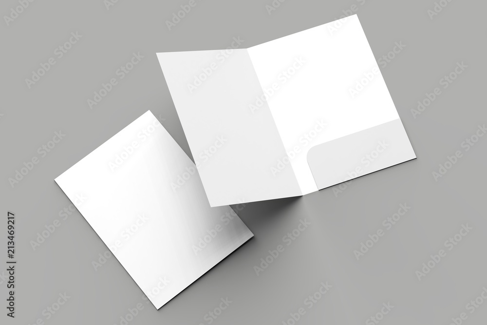 A4 size single pocket reinforced folder mock up isolated on gray ...