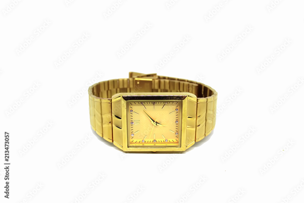 modern and luxury golden wrist watch isolated on white background Stock ...