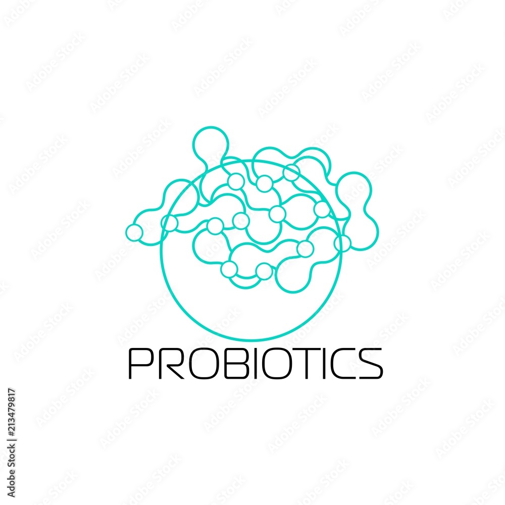 Probiotics logo. Concept of healthy nutrition ingredient for ...
