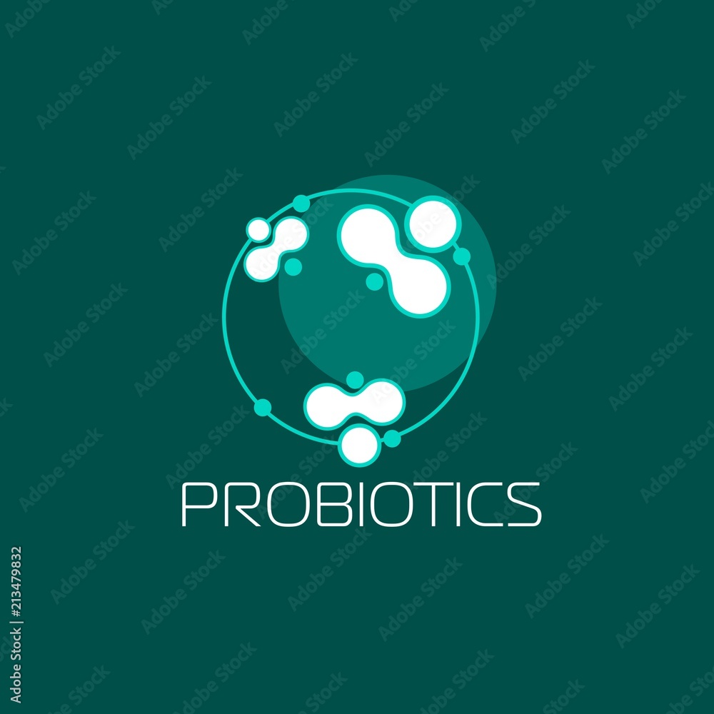 Probiotics logo. Concept of healthy nutrition ingredient for ...