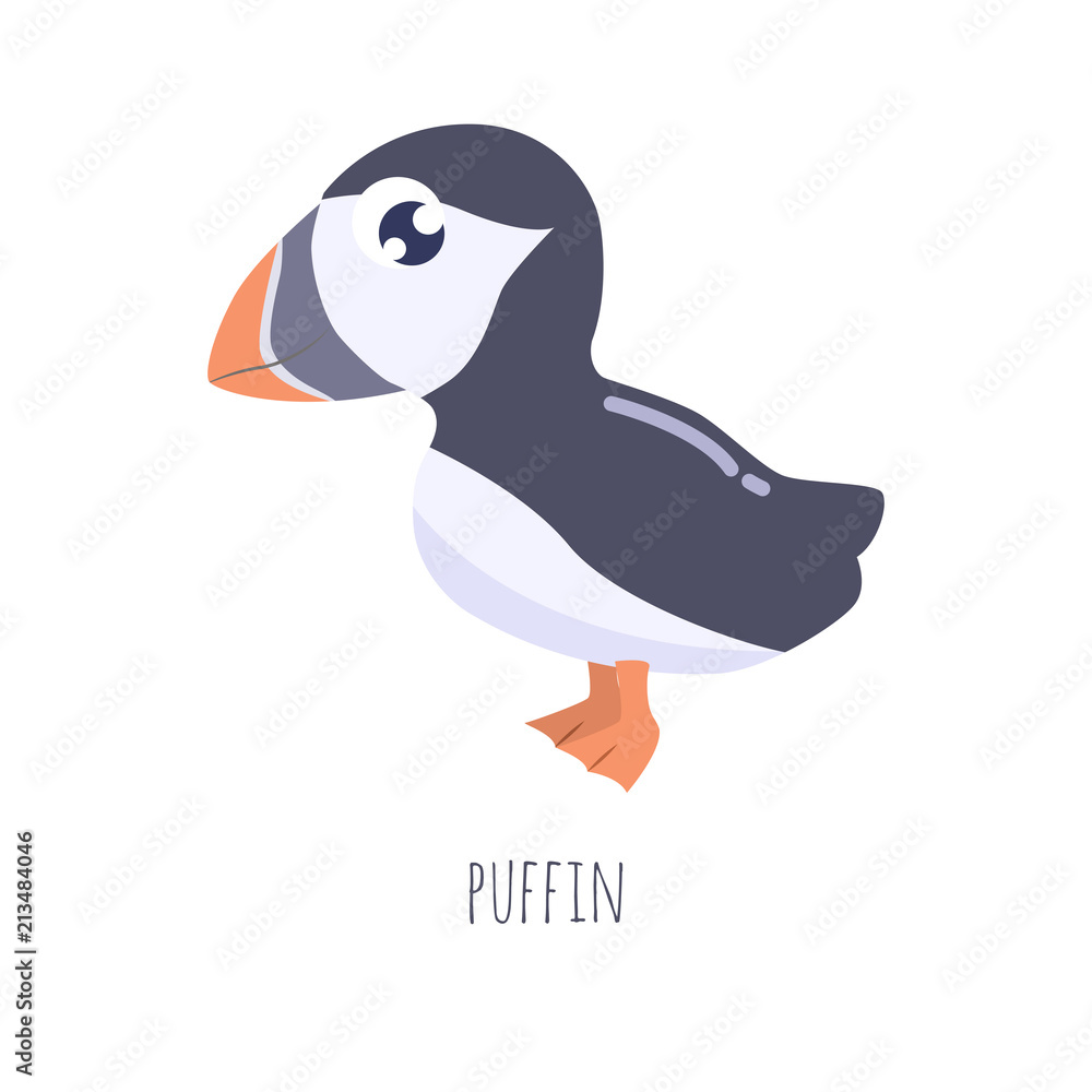 Cute cartoon puffin vector illustration. Stock Vector | Adobe Stock
