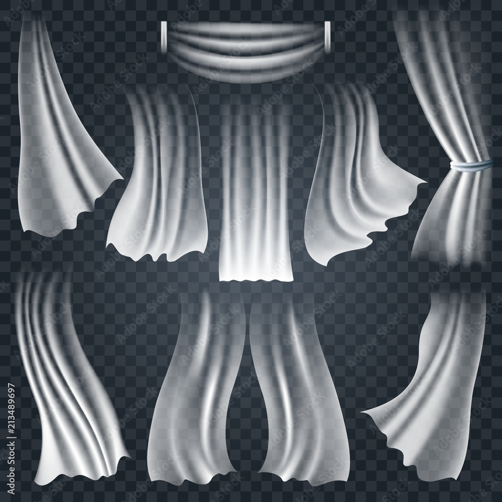 Realistic Fluttering White Cloths Isolated on Transparent Background ...