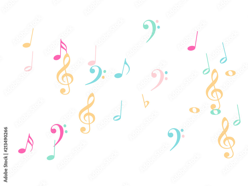 Music Notes Confetti Falling Chaos Vector. Music Symbols Texture Poster ...