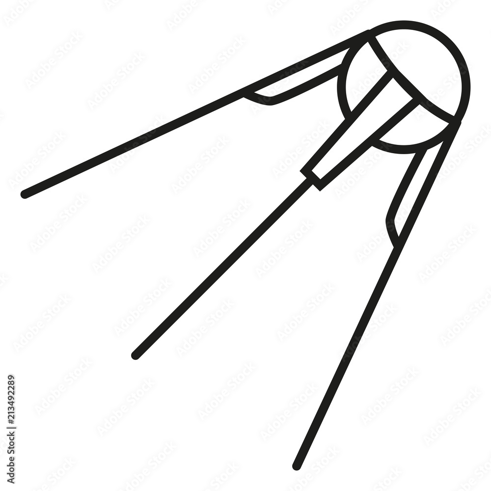 Vector Black Outline Icon - Sputnik. Space Satelite. Stock Vector ...