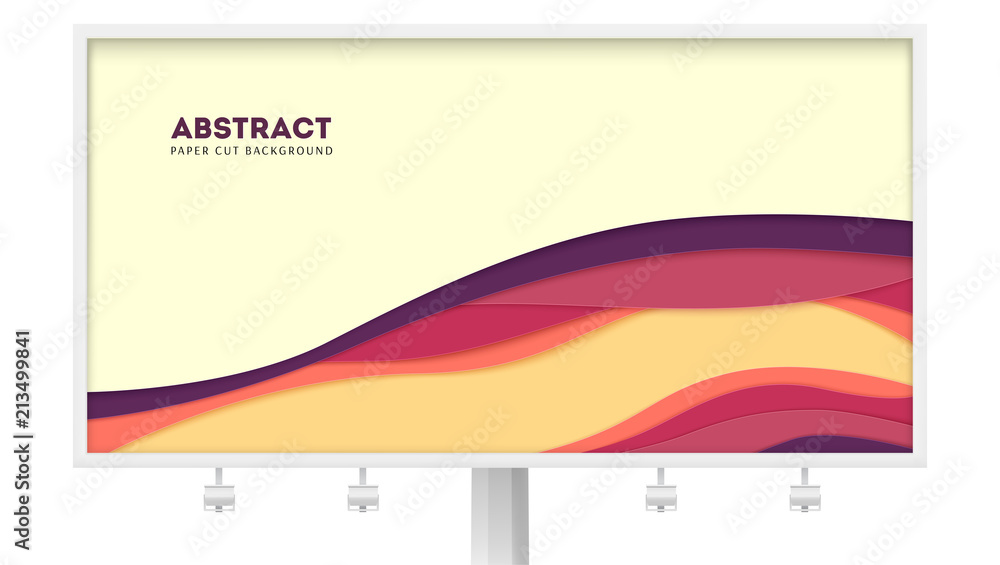 Billboard with abstract paper cut design and multi layers forms. Vector ...