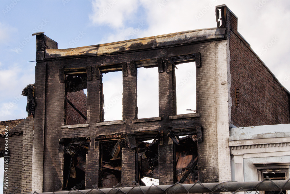 Fire Destroyed Burnt Buildings in Downtown Georgetown SC Stock Photo ...