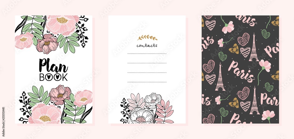 Set of pages for monthly planner for study or work.Backgrounds and ...