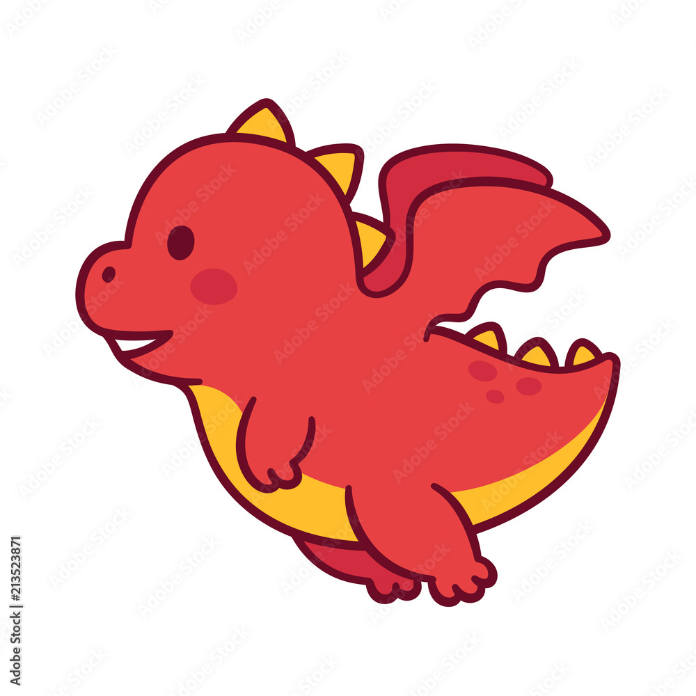 Cute cartoon dragon Stock Vector | Adobe Stock