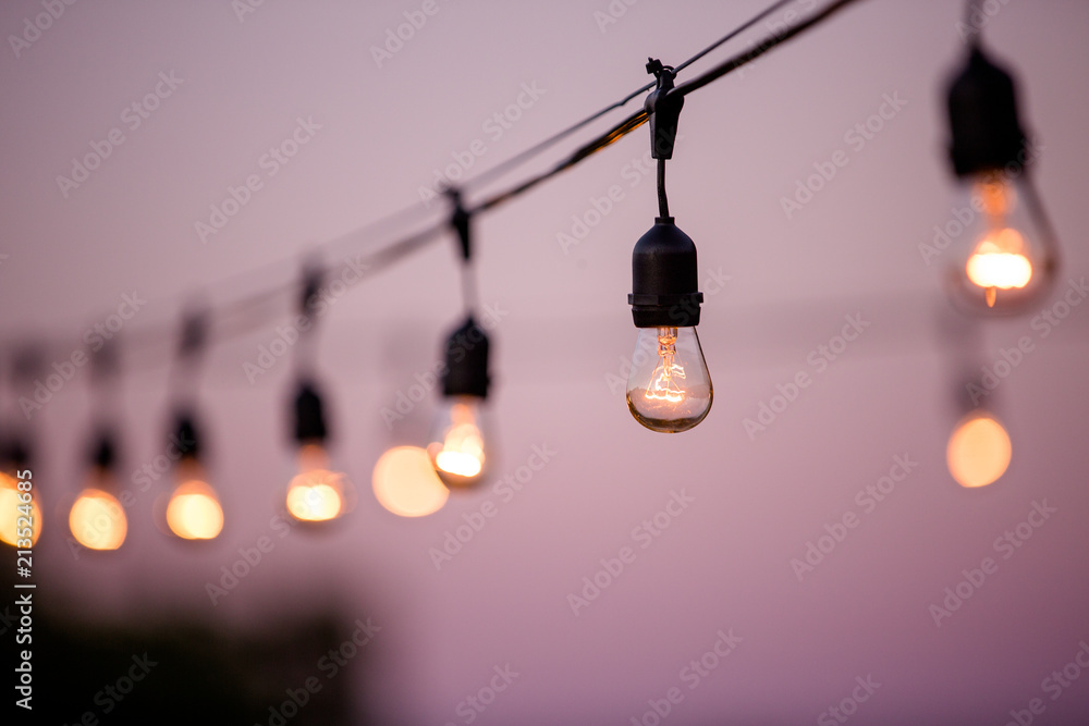 String Lights, Purple Sunset Stock Photo | Adobe Stock