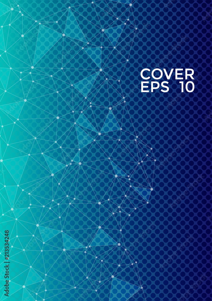 Global network connection geometric grid. Network nodes information ...