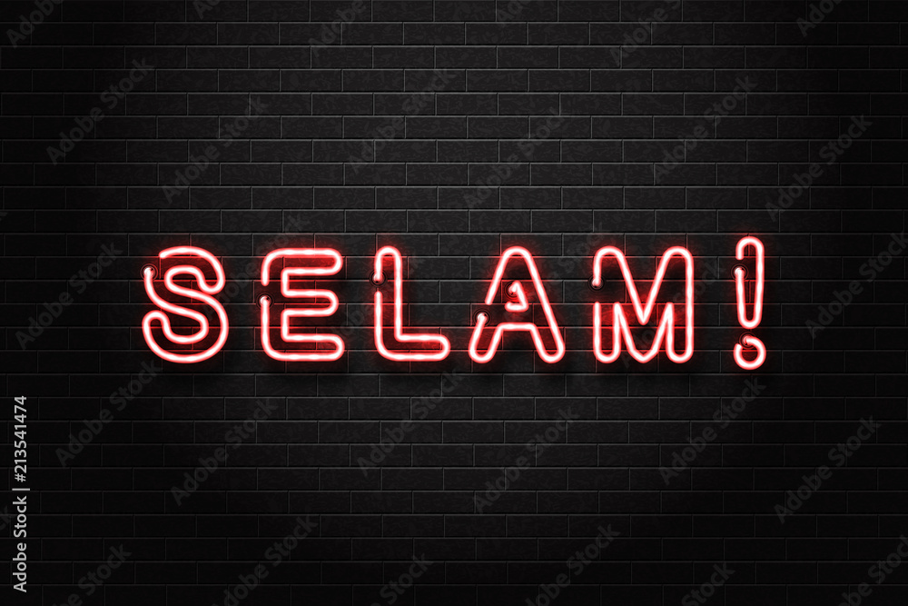 Vector realistic isolated neon sign of Selam lettering logo, Hello in ...