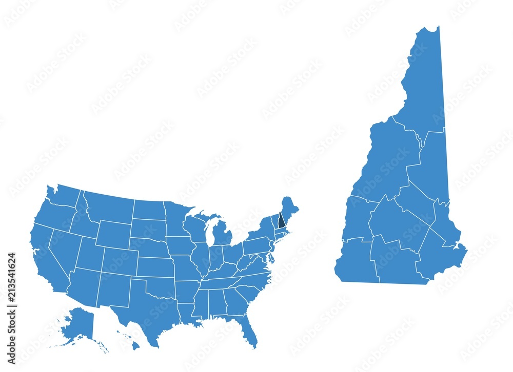 Map of New Hampshire state Stock Vector | Adobe Stock