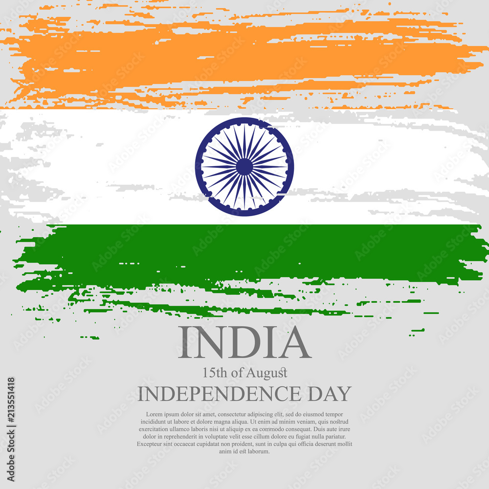 Indian flag tri-color based grunge design with floral frame decorative ...