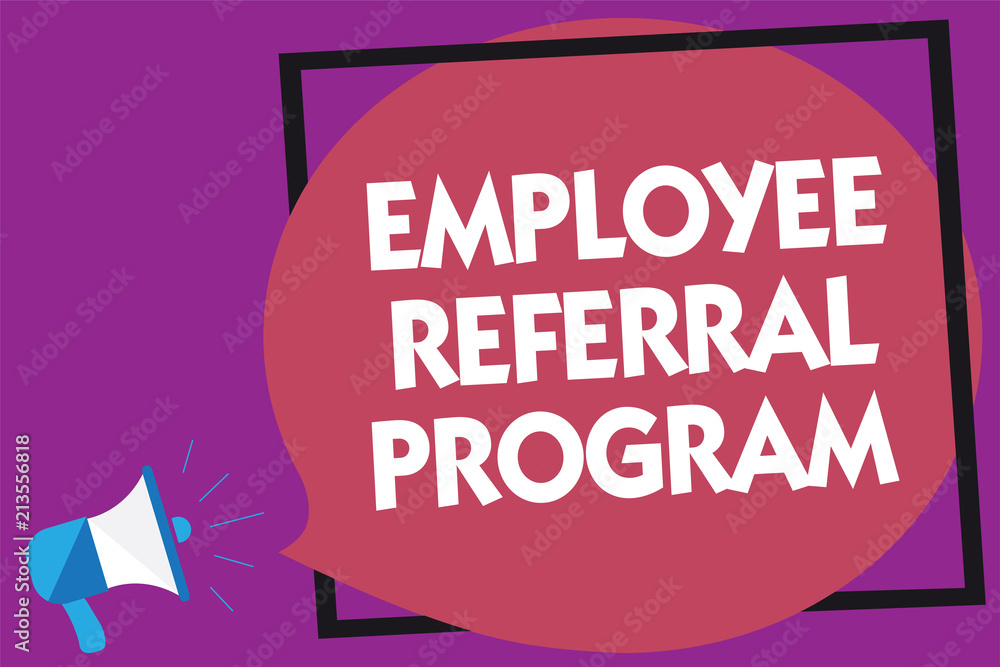 Text sign showing Employee Referral Program. Conceptual photo employees ...