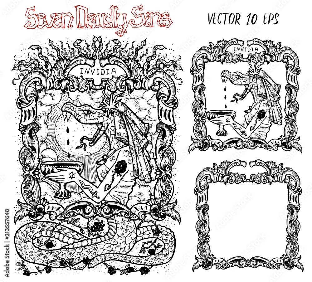 Envy. Latin word Invidia means Jealousy. Seven deadly sins concept ...