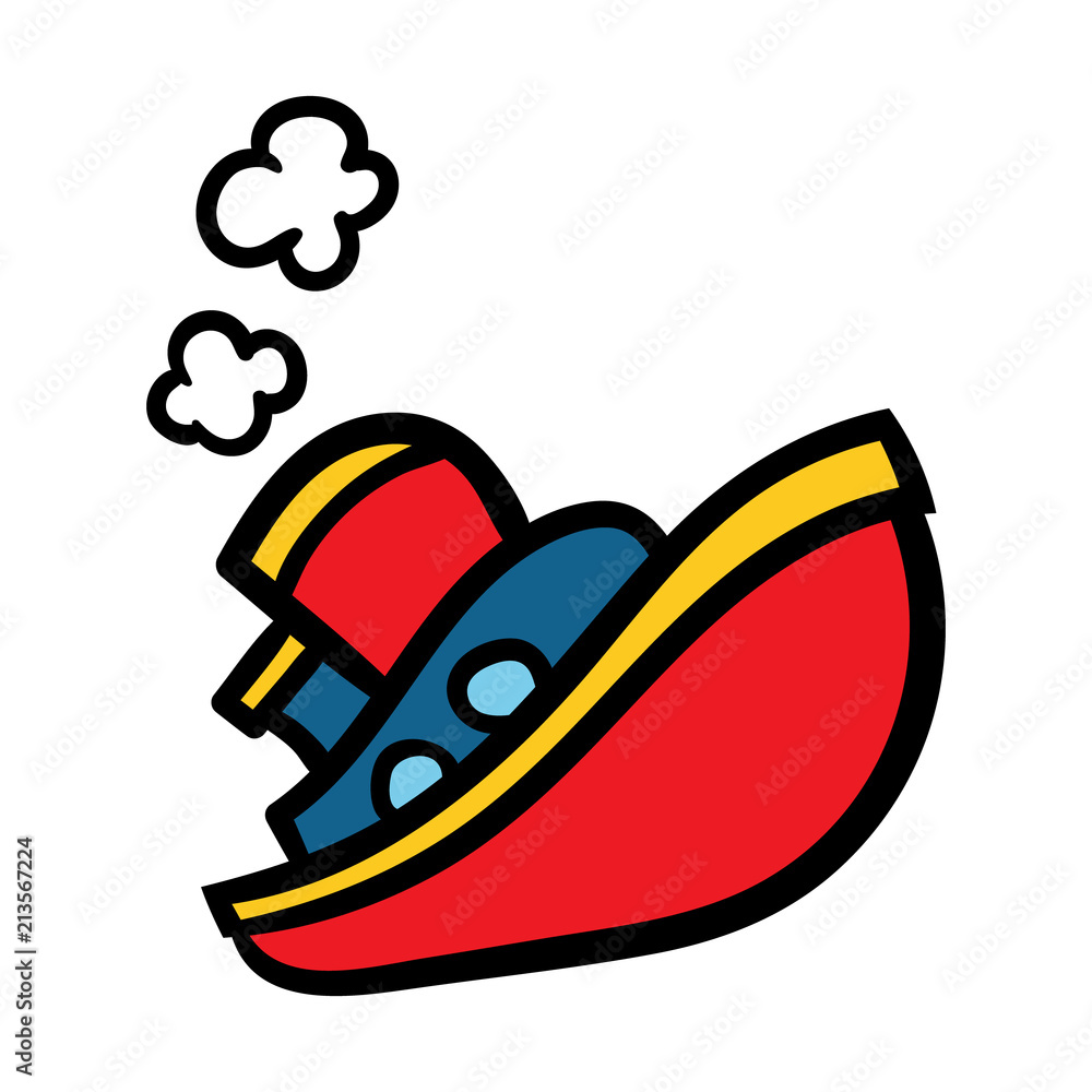 Cartoon Tugboat Illustration Stock Vector | Adobe Stock