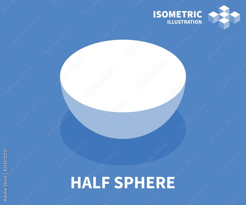Half sphere icon. Isometric template for web design in flat 3D style ...