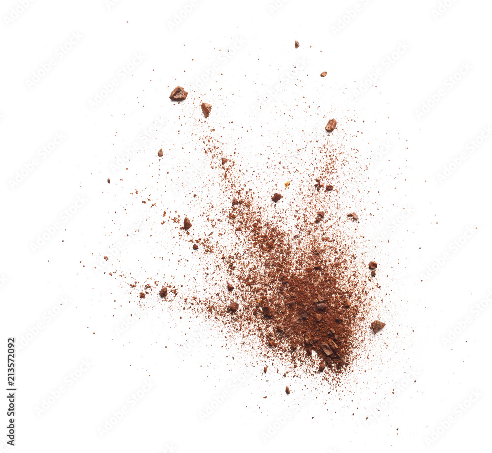 Coffee powder burst over white background Stock Photo | Adobe Stock
