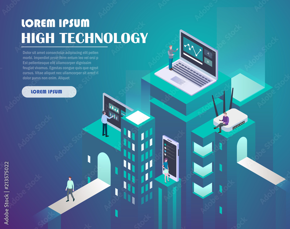 Smart city technology isometric Stock Vector | Adobe Stock