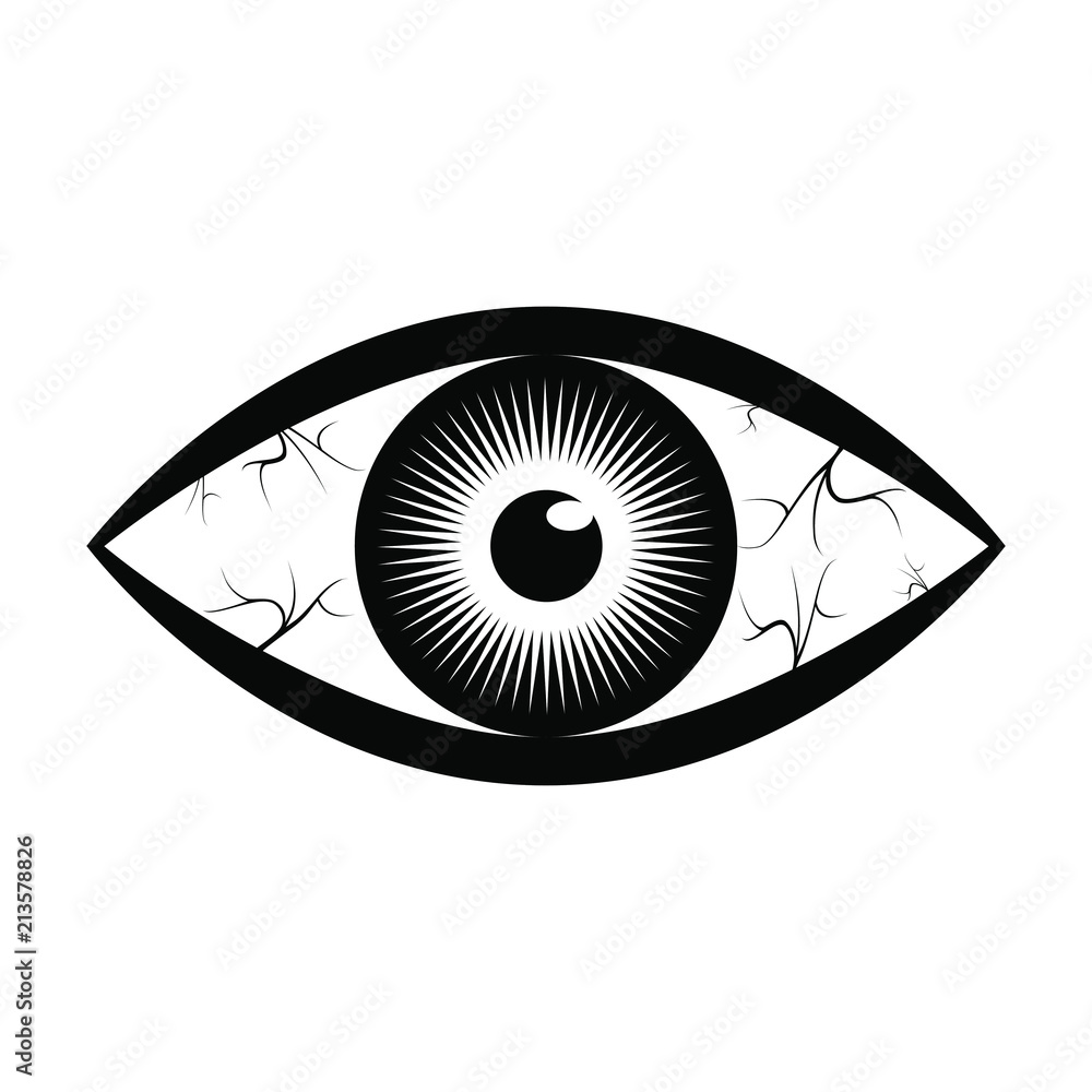 Sign human eye. Gray icon eye isolated on white background. Abstract ...