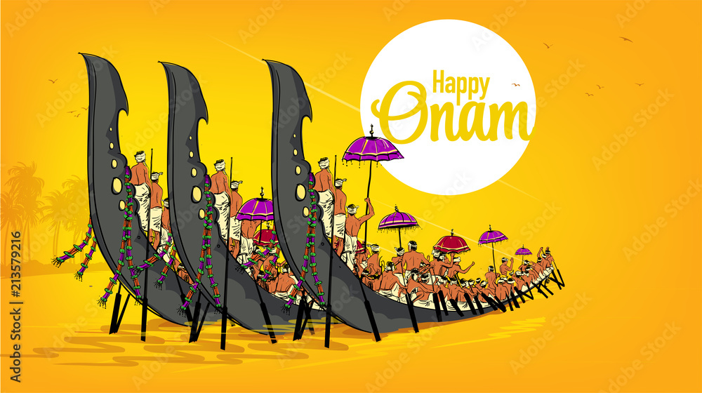 Onam South Indian Festival, Boat race, Vallam-kali team kerala. Stock ...