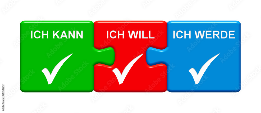 3 Puzzle Buttons zeigen Ich kann Ich will Ich werde Stock-Illustration ...