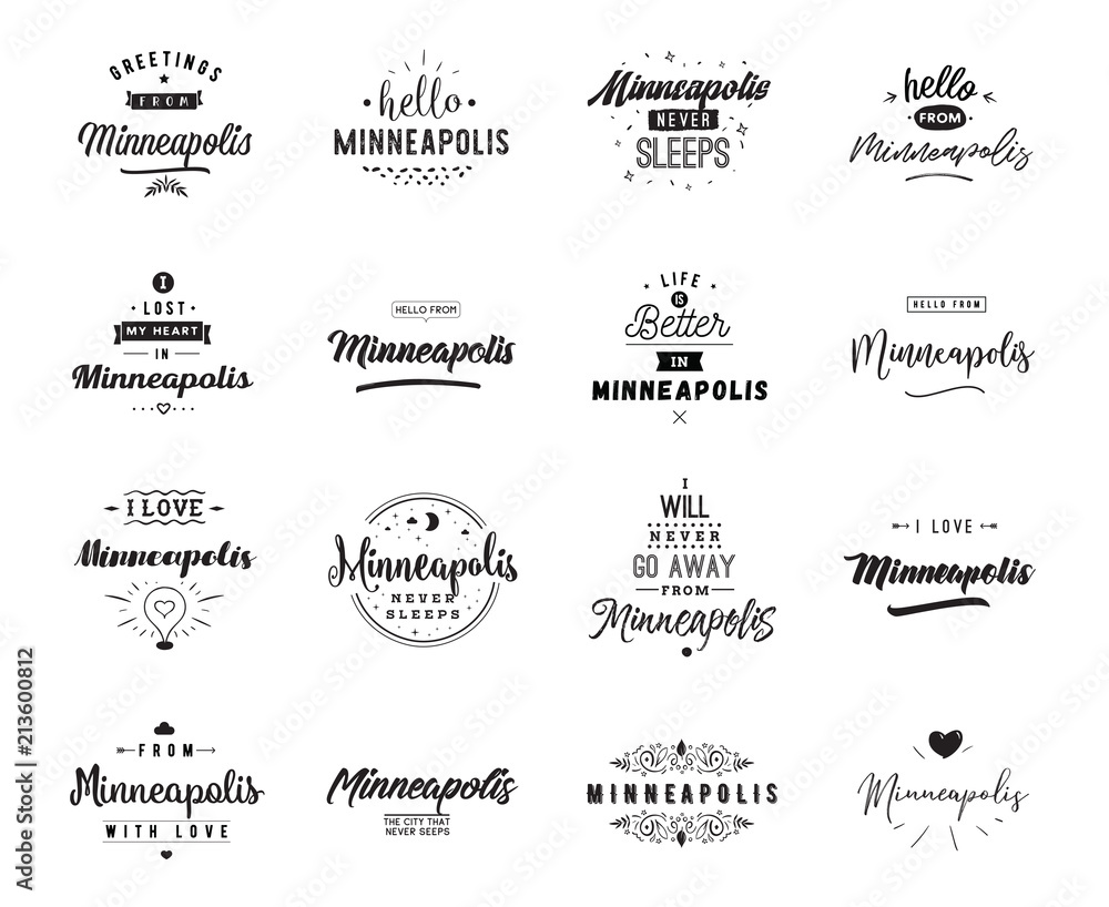 Greeting cards, vector design. Isolated logos. Typography set. Stock ...