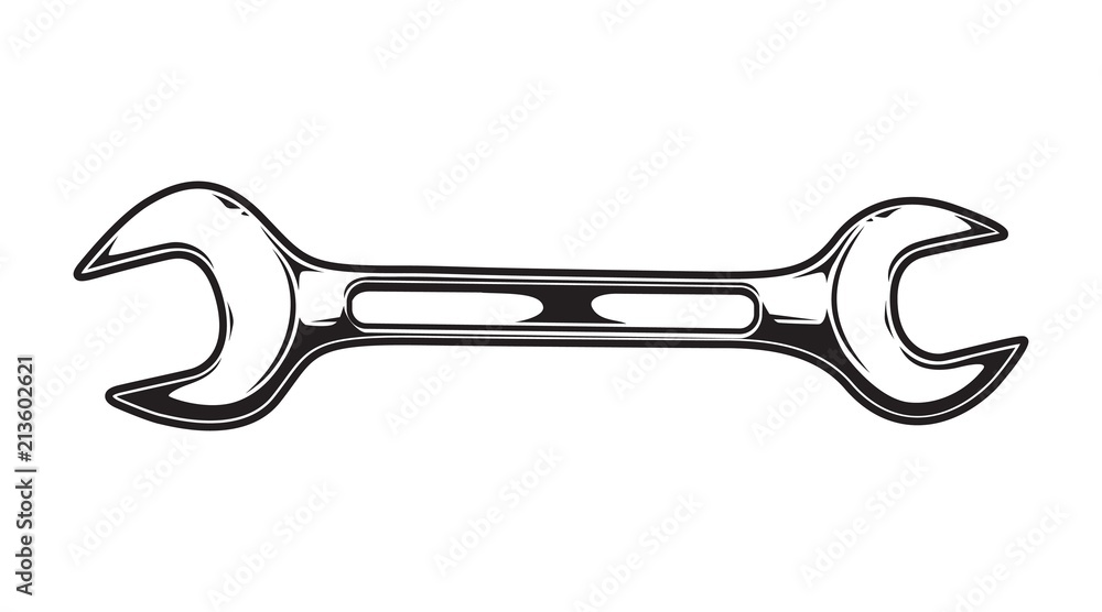 Vintage wrench or spanner repair tool เวกเตอร์สต็อก | Adobe Stock