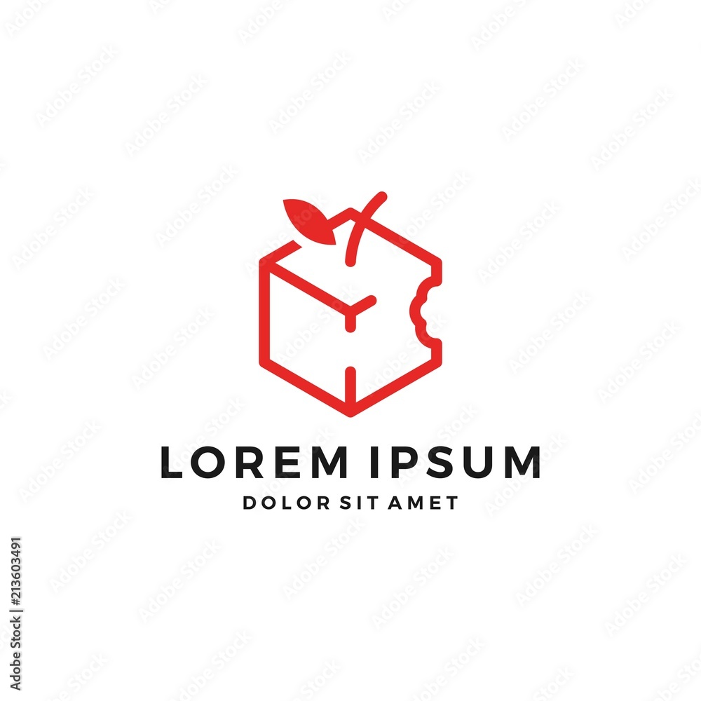 apple box cube logo vector line art outline Stock Vector | Adobe Stock
