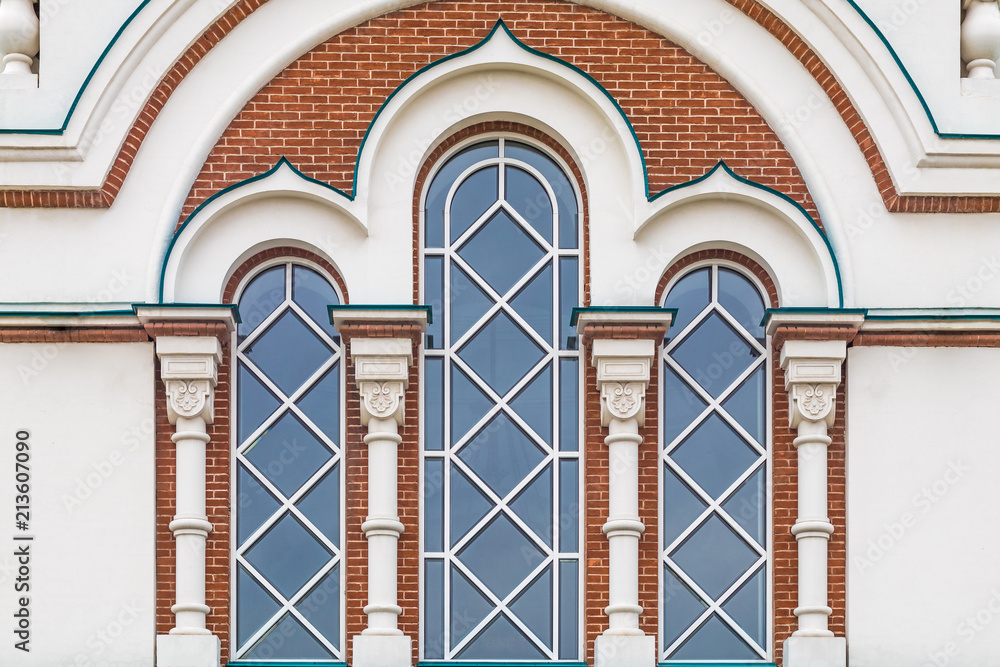 Plaster and decor in classical architecture. The facade of the historic ...