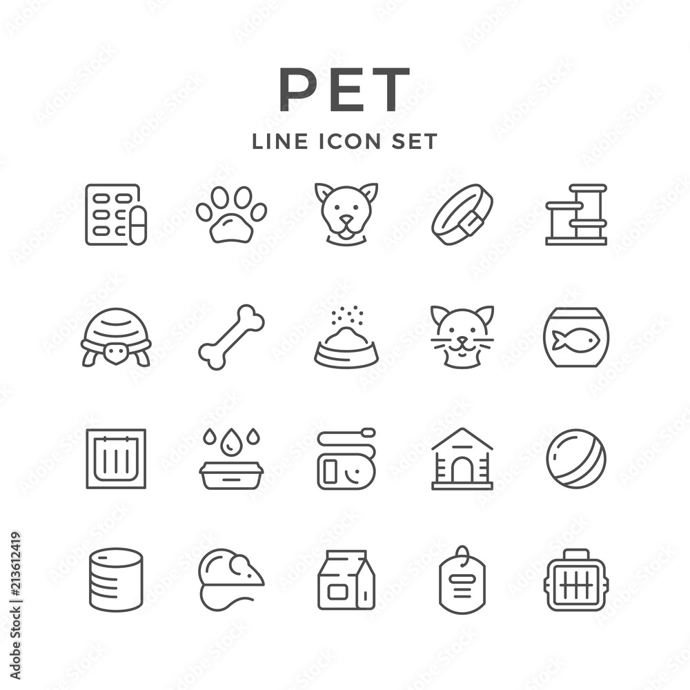 Set line icons of pet Stock Vector | Adobe Stock