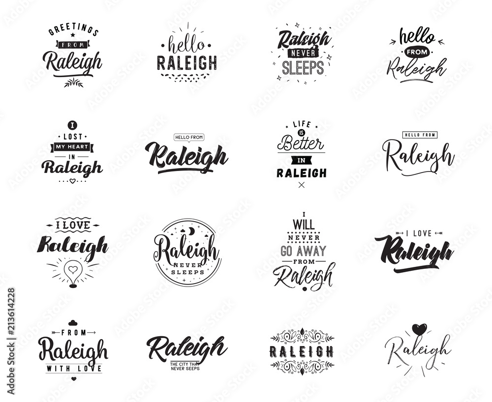 Greeting cards, vector design. Isolated logos. Typography set. Stock ...