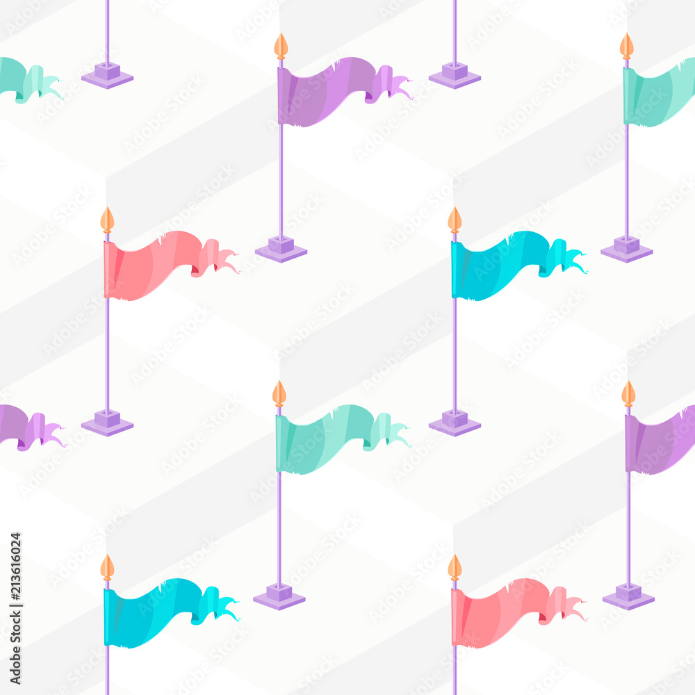 Seamless pattern of flags in pastel colors on background with white ...