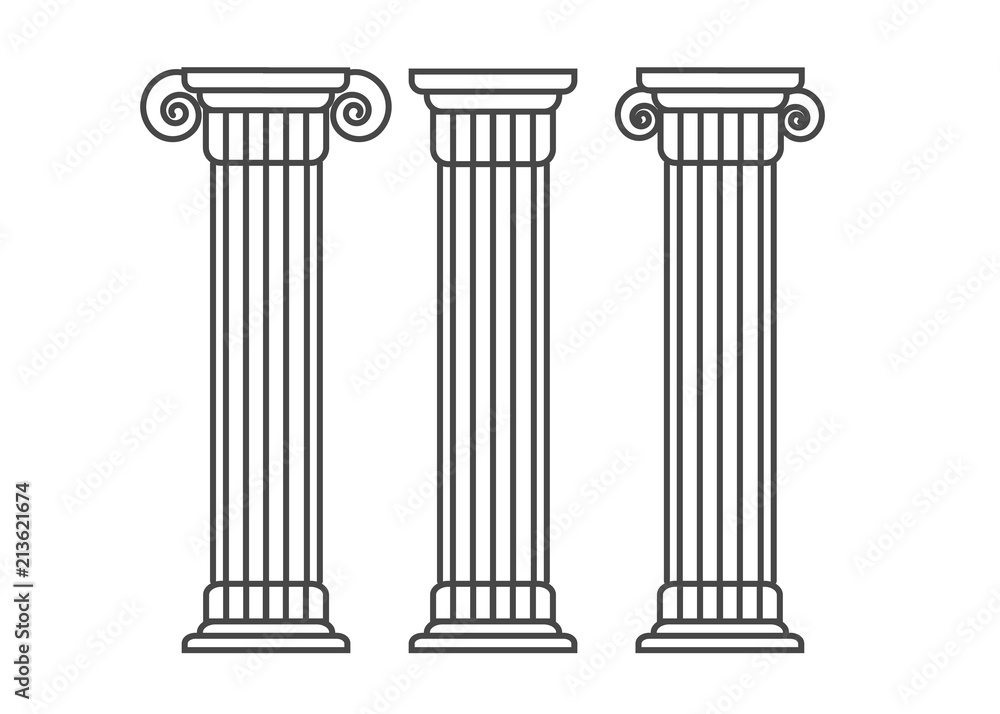 Greek and roman pillar. Outline vector pillar illustration ...