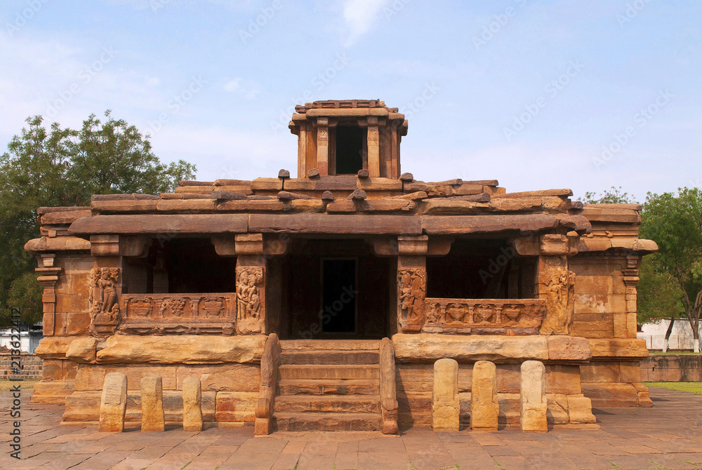 Front view of Lad Khan temple, Aihole, Bagalkot, Karnataka. Kontigudi ...
