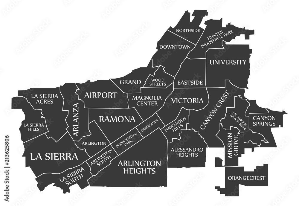 Riverside California city map USA labelled black illustration Stock ...