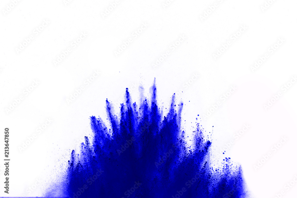 Abstract blue powder explosion on white background. abstract blue dust ...