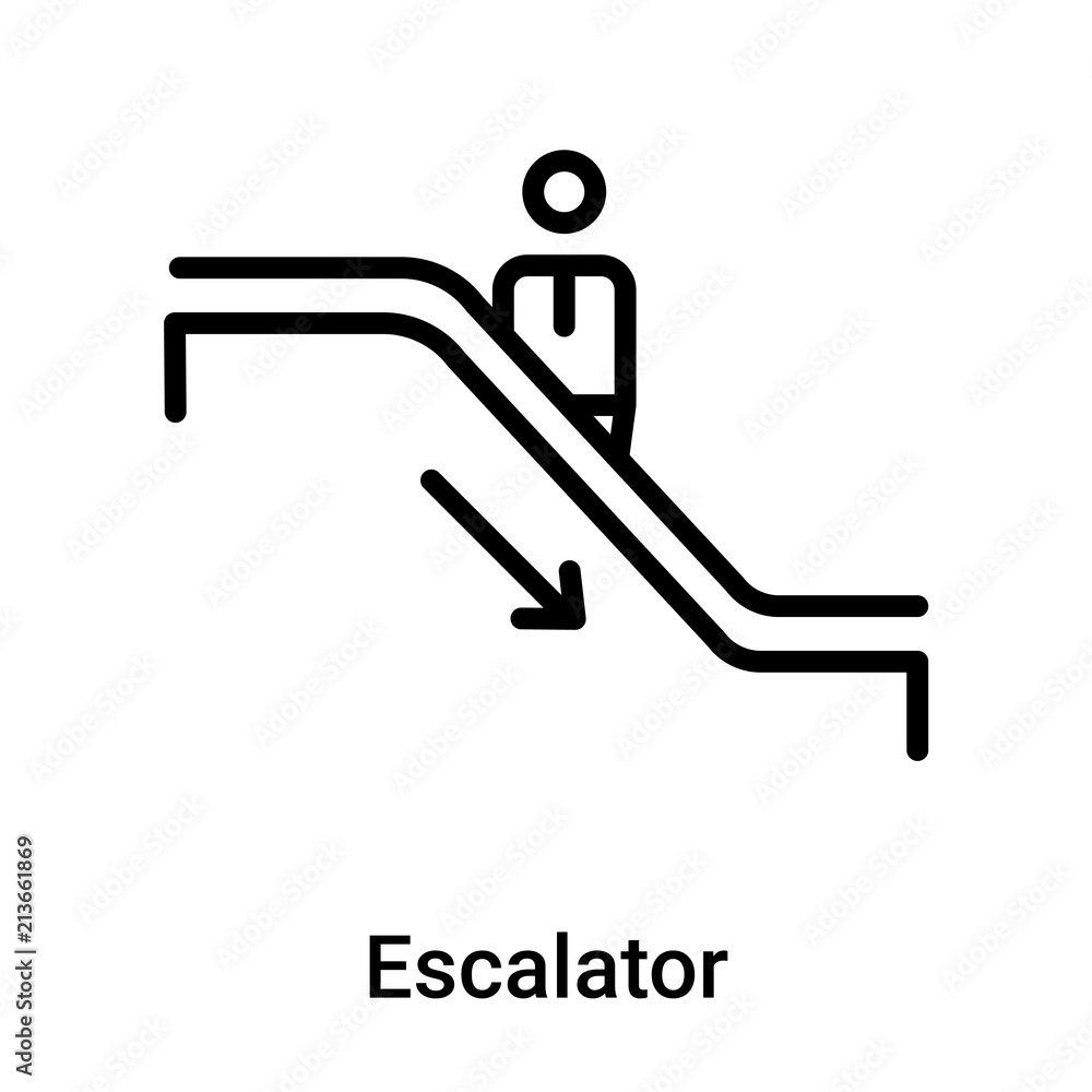 Escalator sign icon vector sign and symbol isolated on white background ...