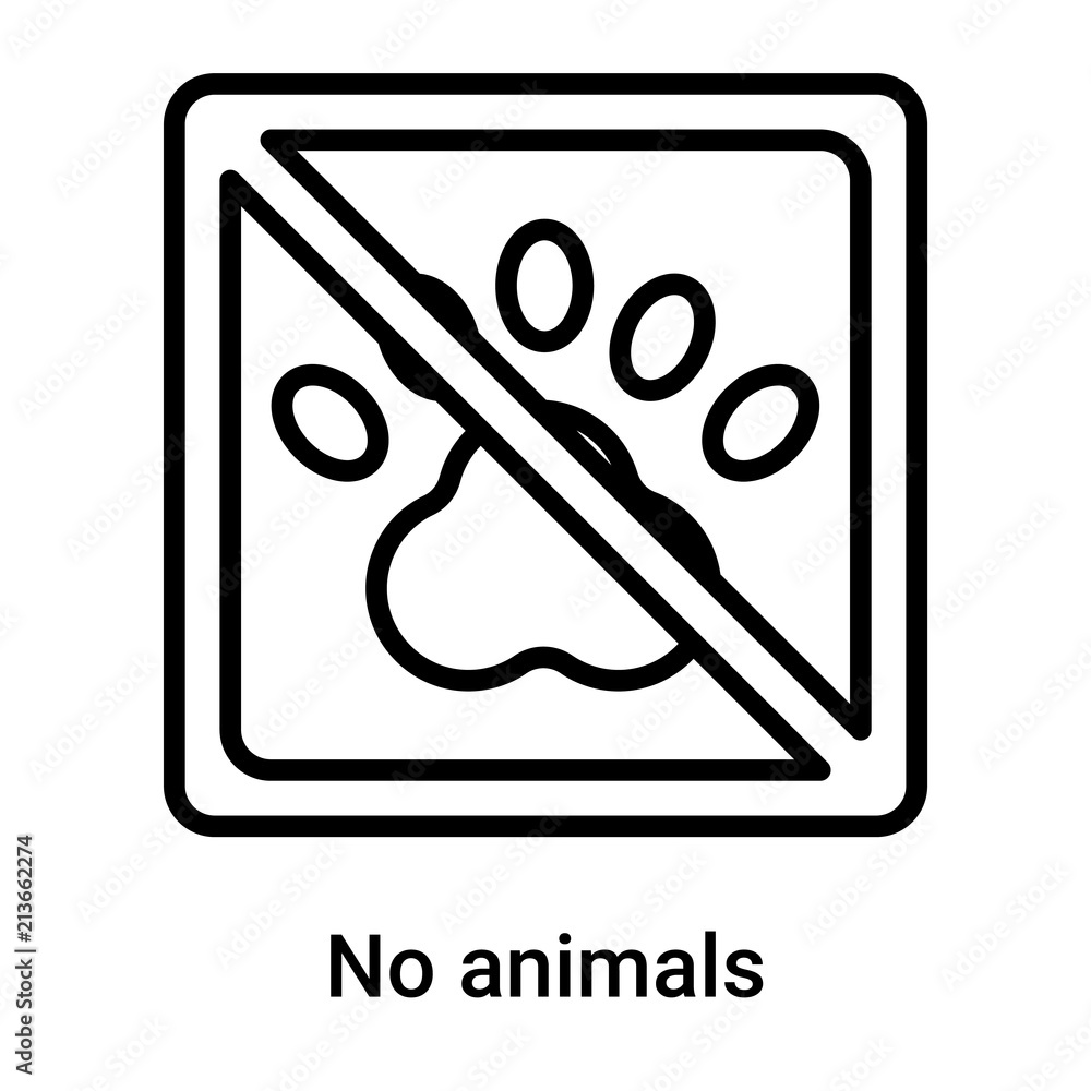 No animals icon vector sign and symbol isolated on white background, No ...