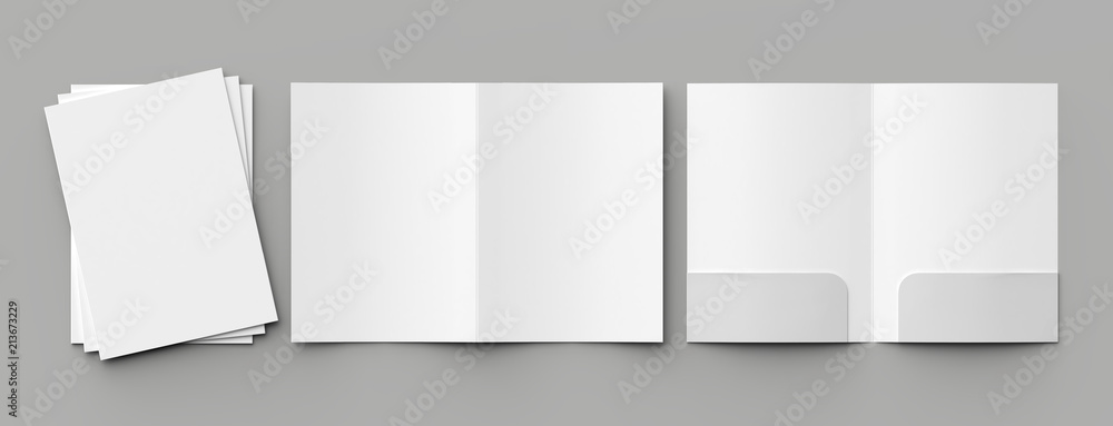 A4 size two pockets reinforced folder mock up isolated on gray ...