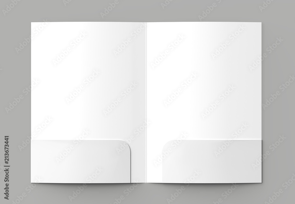 A4 size two pockets reinforced folder mock up isolated on gray ...