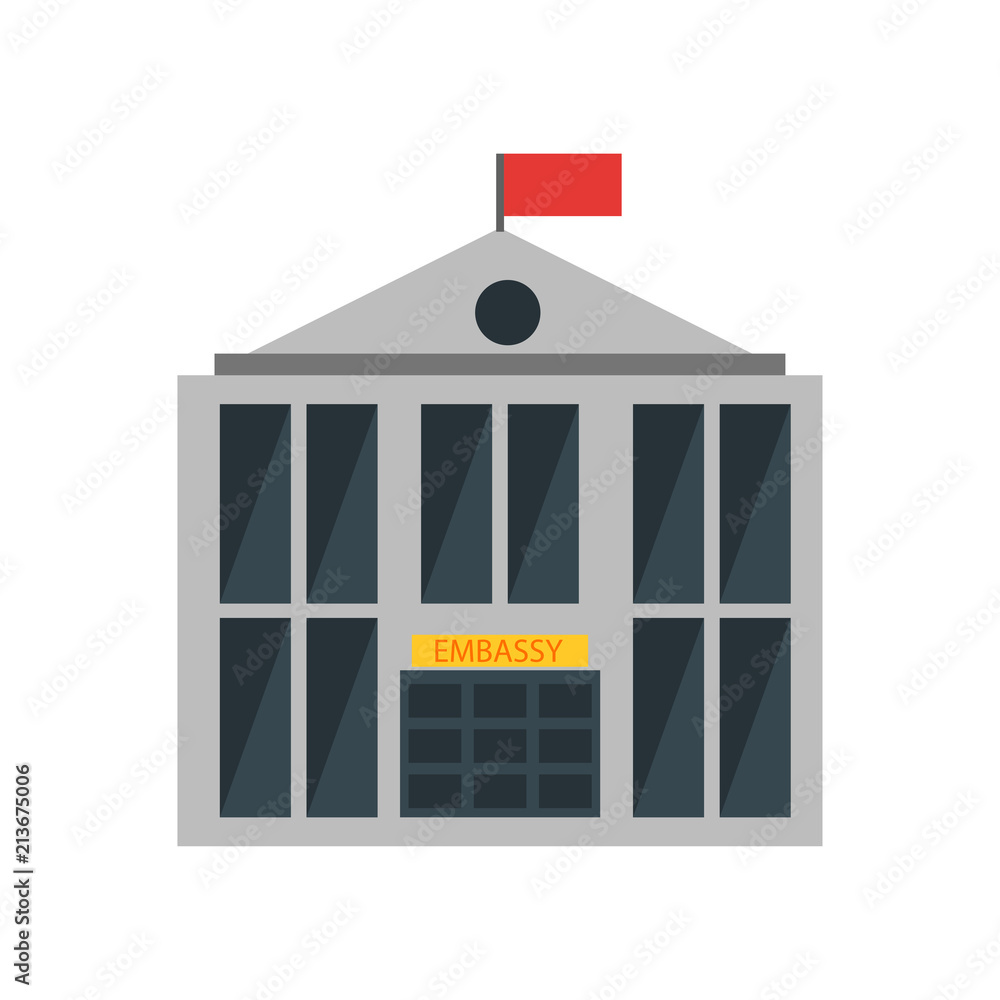 Embassy icon vector sign and symbol isolated on white background ...