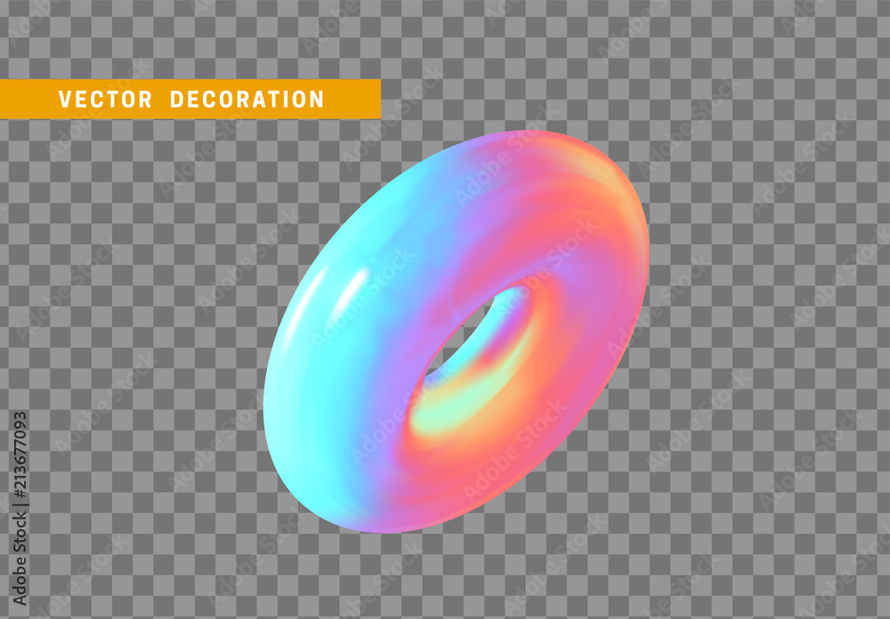 Torus, simple 3d shape isolated on transparent background. Volumetric ...