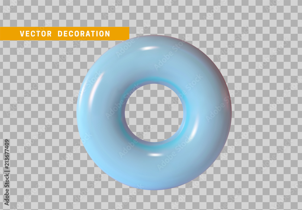 Torus, simple 3d shape isolated on transparent background. Volumetric ...