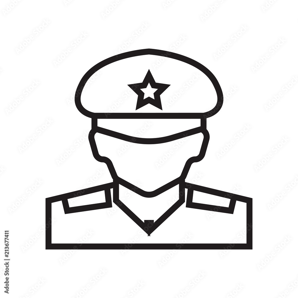 Militar icon vector sign and symbol isolated on white background ...