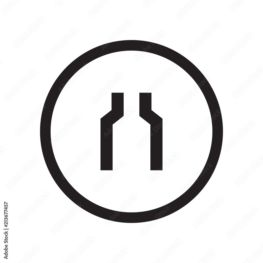 Narrow Two Lanes Sign icon vector sign and symbol isolated on white ...