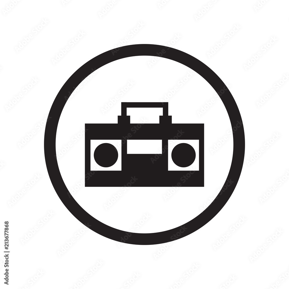 Radio ghettoblaster icon vector sign and symbol isolated on white ...